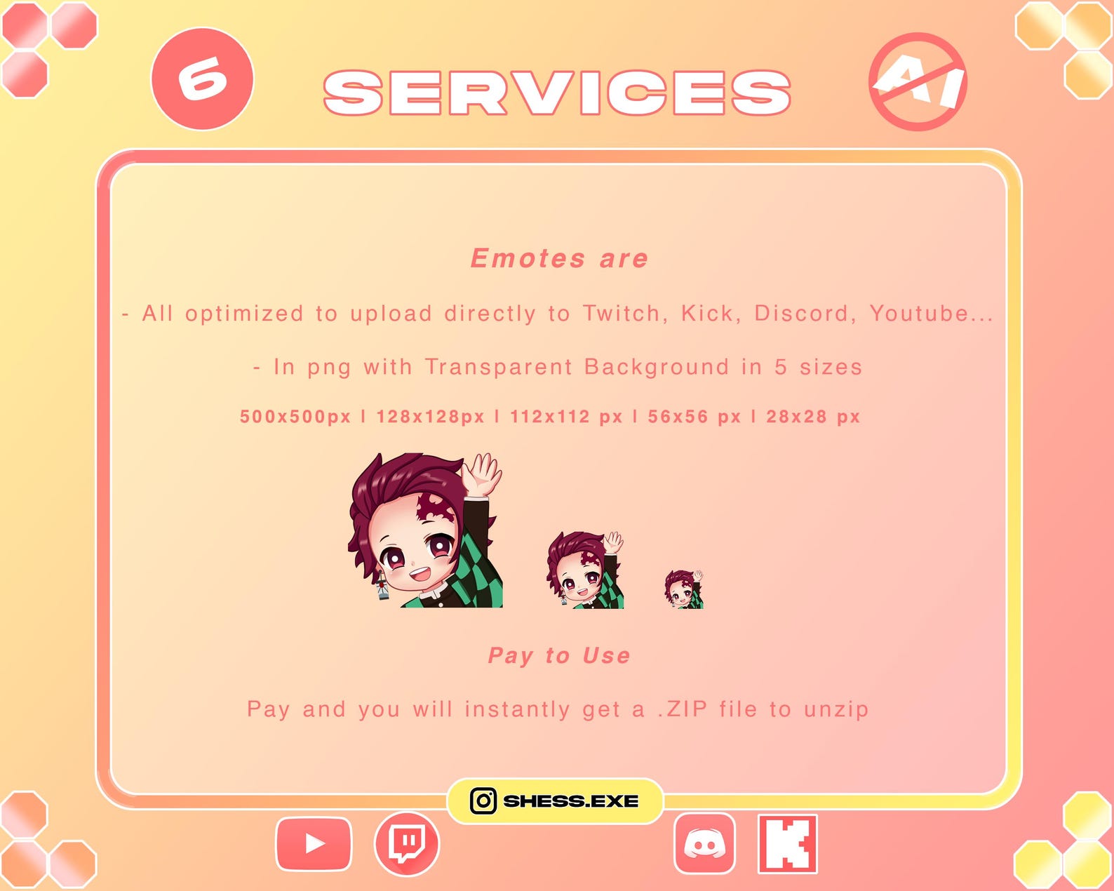 Pack 6 Emotes / Anime Emote/ Manga Emote / Twitch Emote / Discord Emote ...