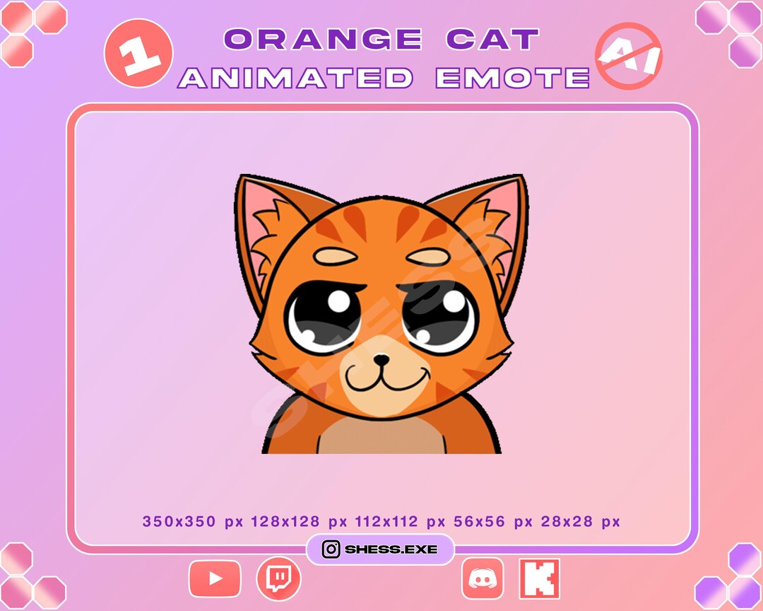 Orange Cat Eyebrow Animated Emote for Twitch, Discord, Youtube, Kick ...
