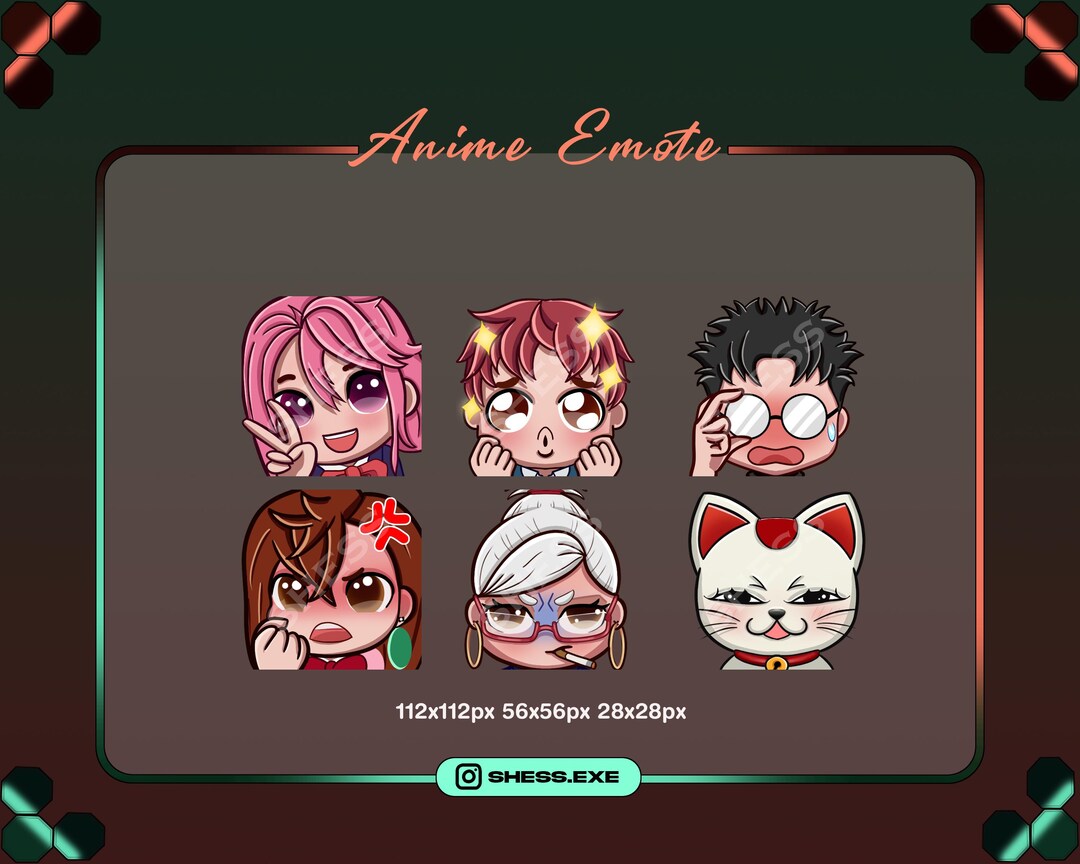 Pack 6 Emotes / Anime Emote/ Manga Emote / Twitch Emote / Discord Emote ...