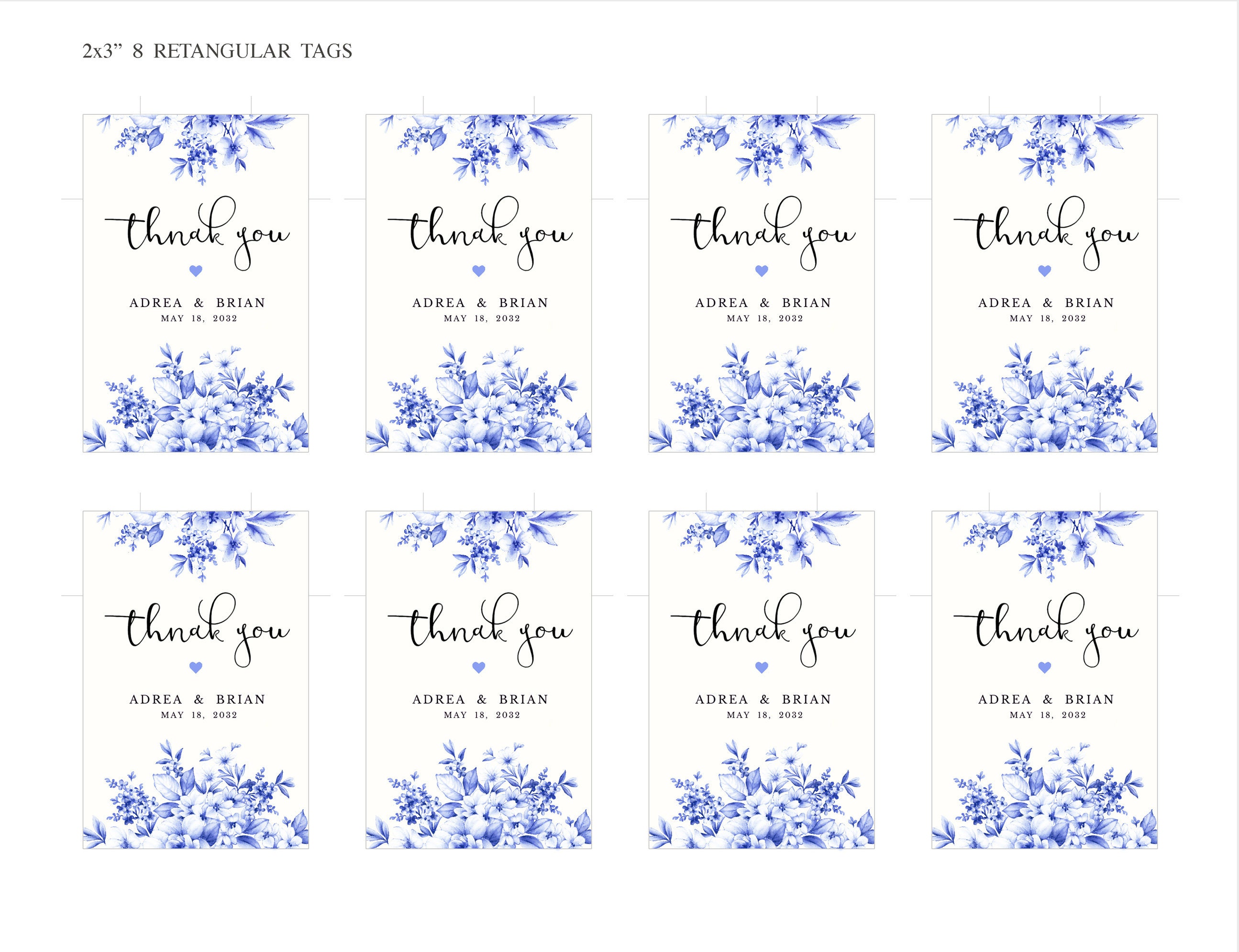 Personalized Wedding Birthday Thank You Tags, Custom Name Gift Tags ...