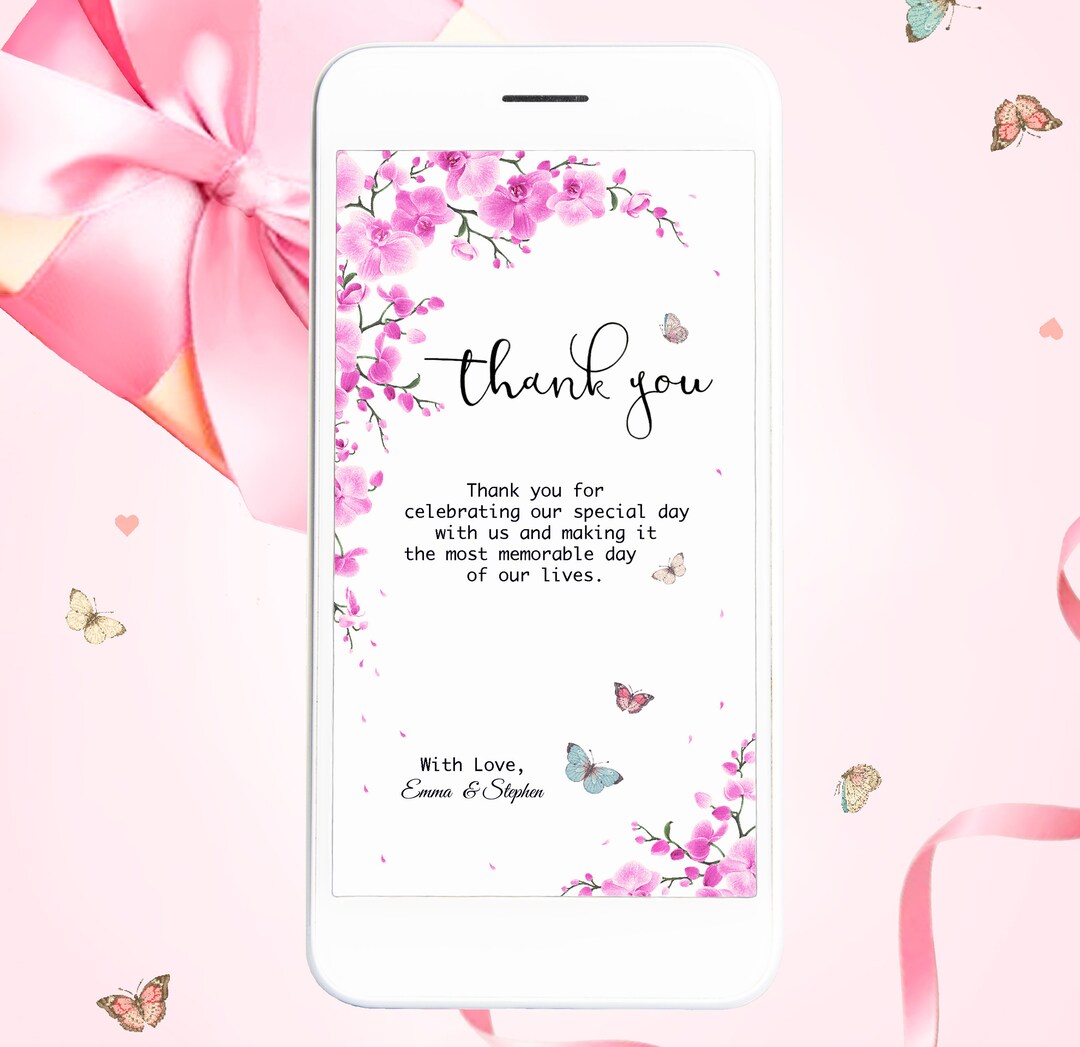 Electronic Thank You Card for Smartphone Email, Wedding Birthday Thank ...