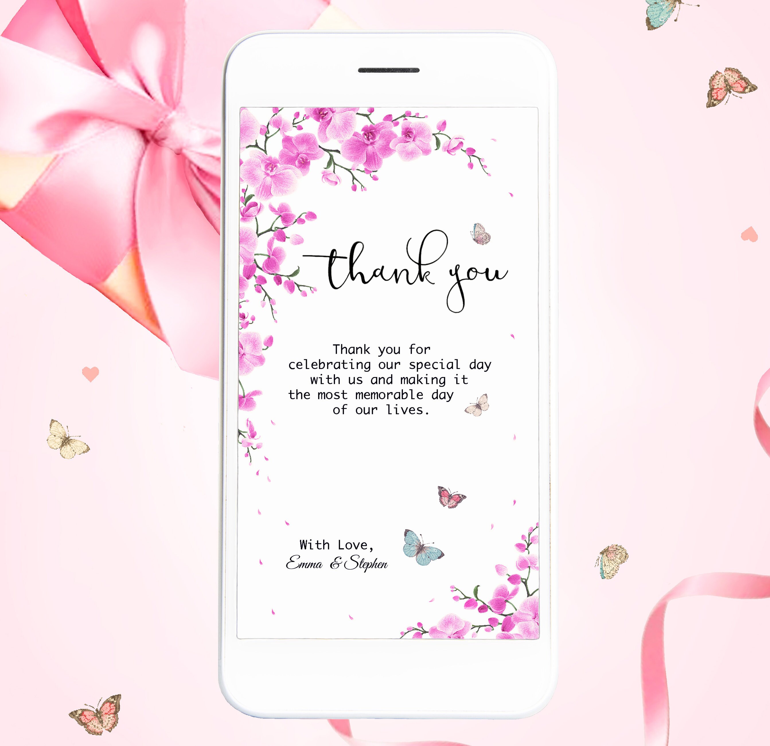 Electronic Thank You Card for Smartphone Email, Wedding Birthday Thank ...