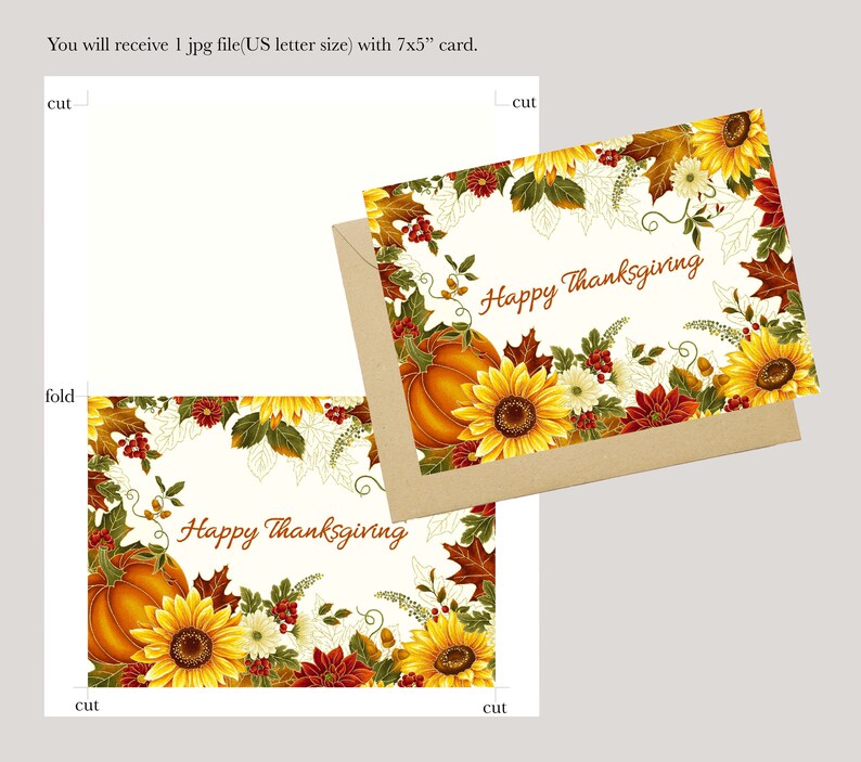 Happy Thanksgiving Greeting Card/printable Thankful Thanksgiving Card ...