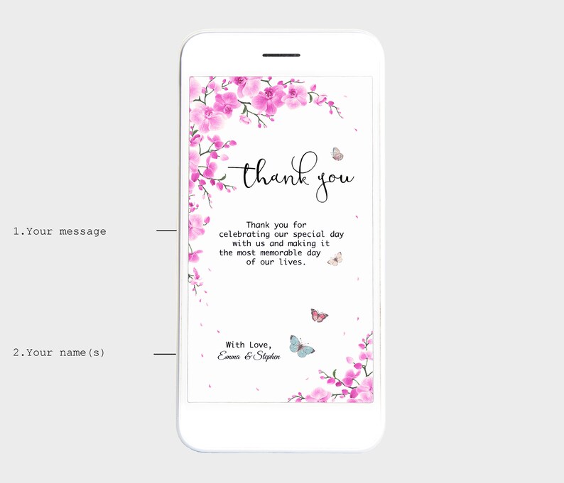 Electronic Thank You Card for Smartphone Email, Wedding Birthday Thank ...