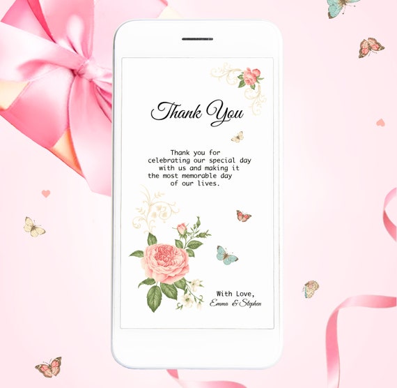 Electronic Thank You Card for Smartphone Email Wedding | Etsy