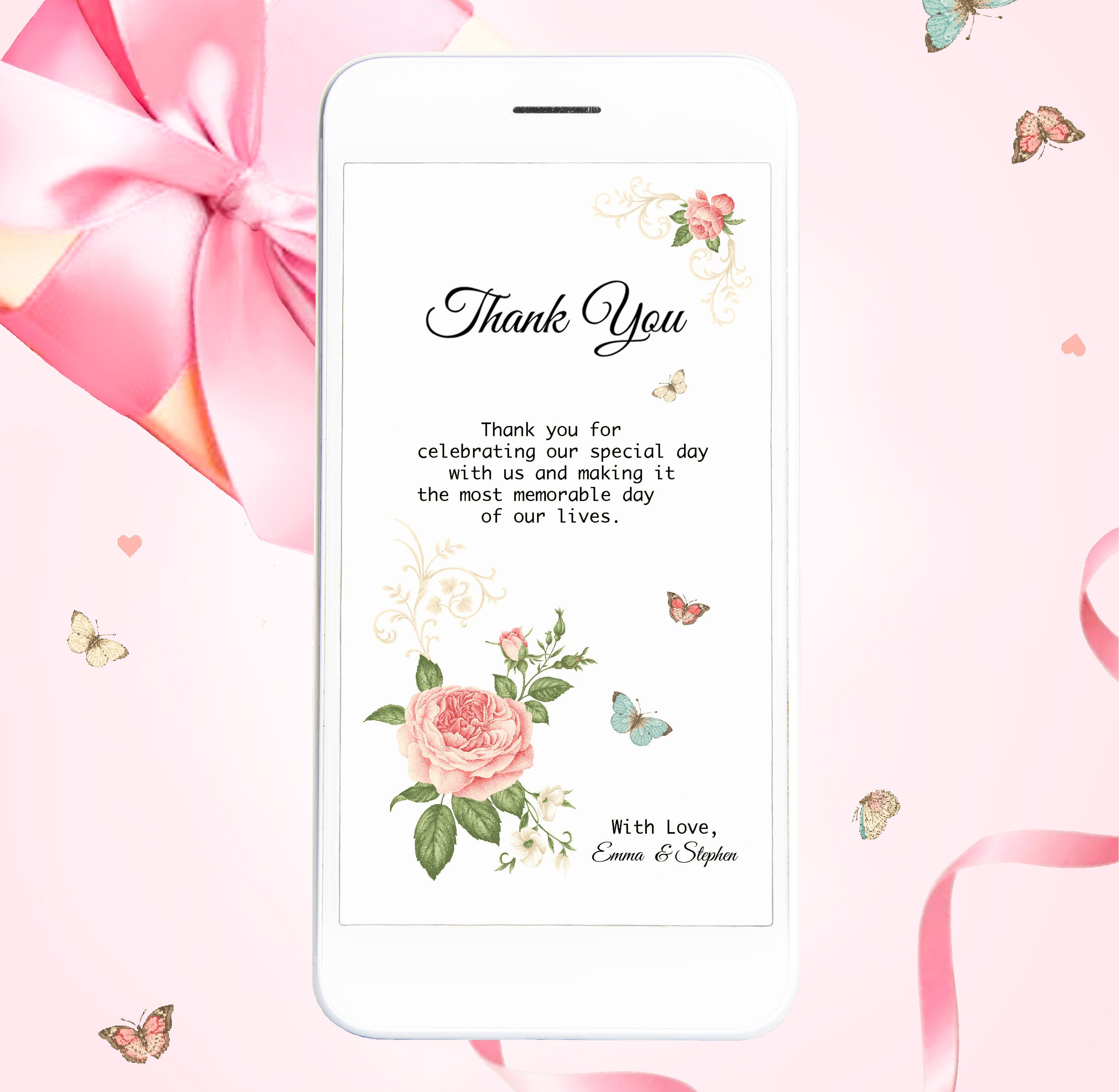 Electronic Thank You Card for Smartphone Email, Wedding Birthday Thank ...