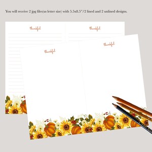 Floral Pumpkin Autumn Printable Stationery Fall Greeting Thankful ...