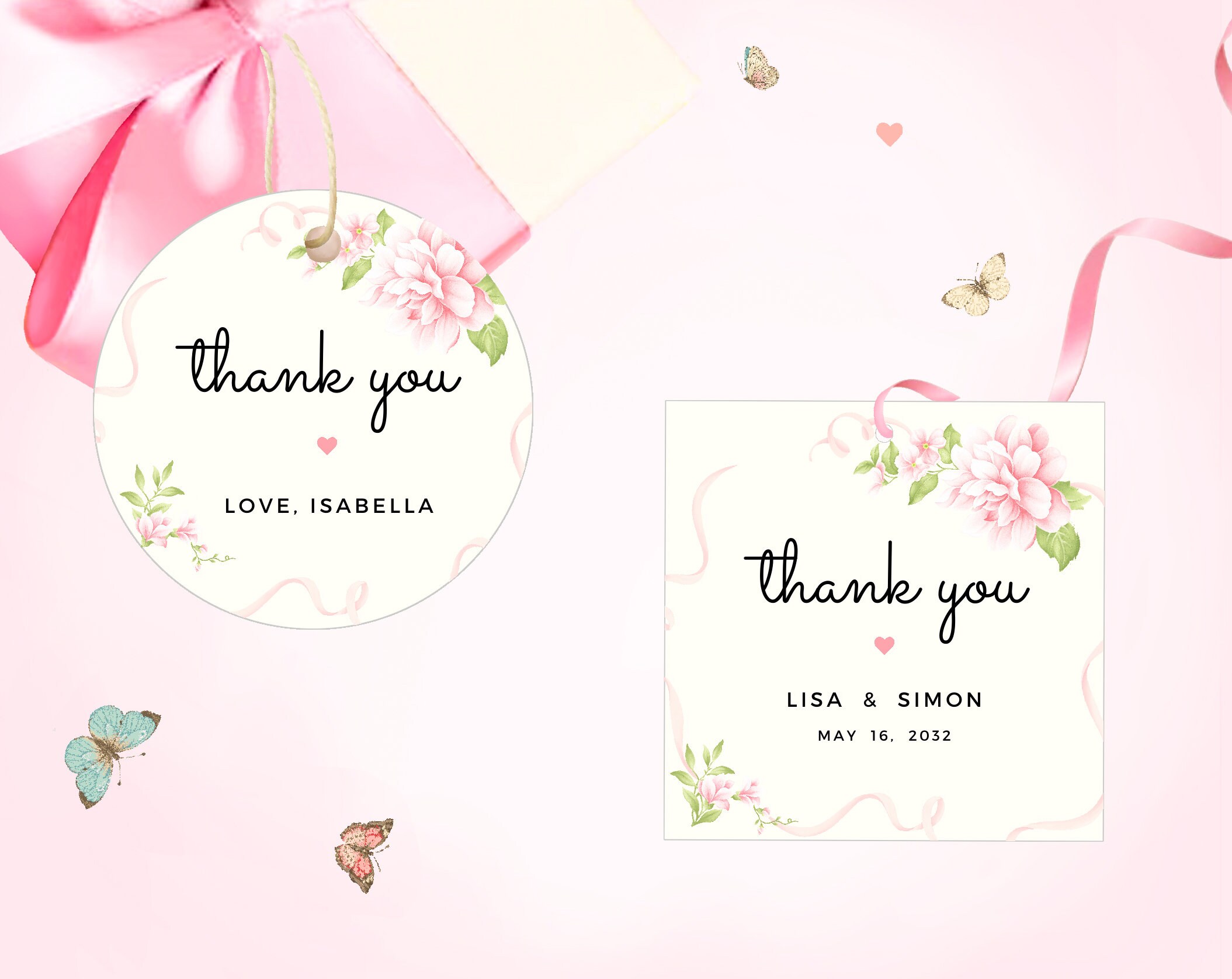Personalized Wedding Birthday Thank You Tags, Favor Stickers, Custom ...