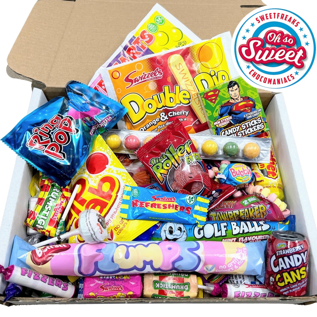 Retro English Sweets Gift Box: 50 Piece Candy Hamper - Etsy