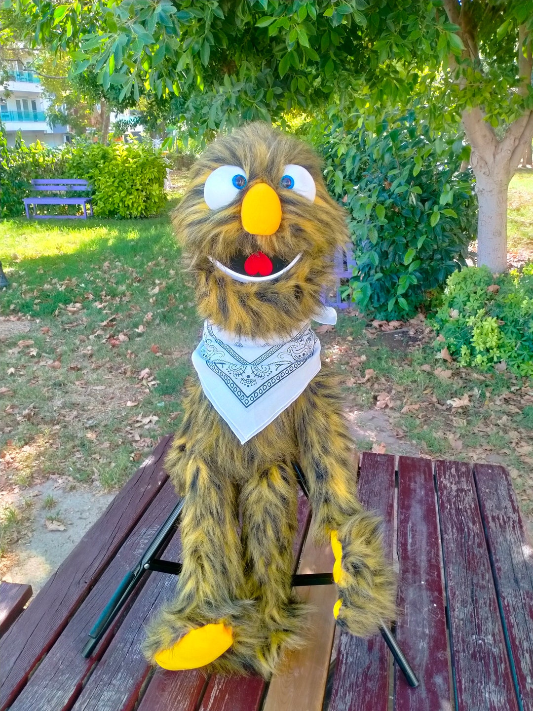 Professional Hand Made Green Hand Puppet With Arm Rods and Removable ...