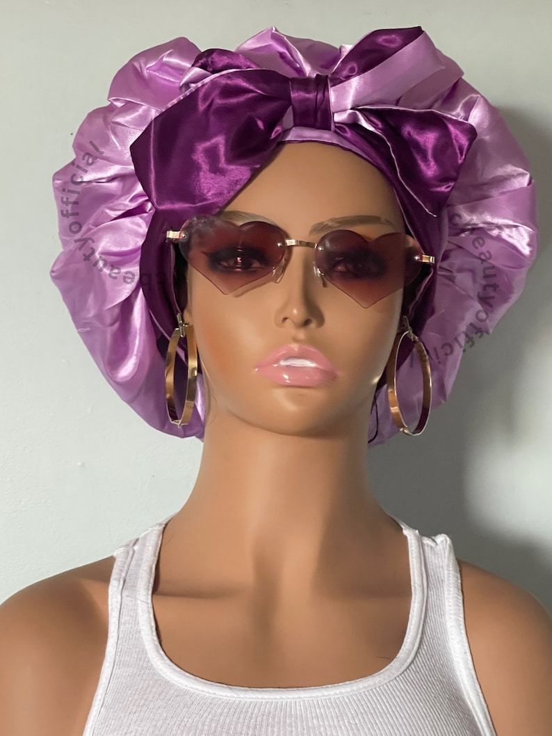 Reversible Silk Satin Bonnet Hair Caps Double Layer Adjustable Head ...