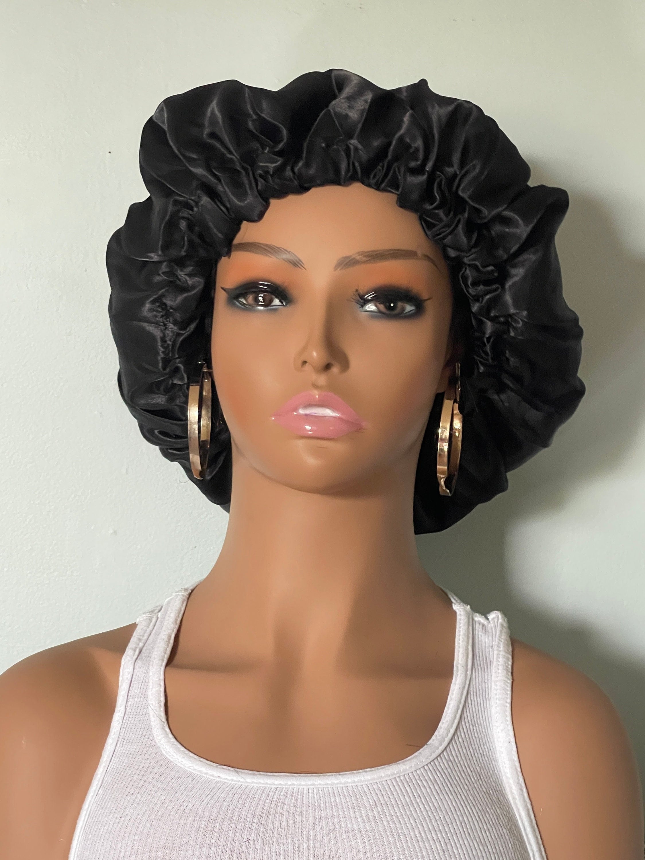Silky Satin Bonnet for Adult, Double Layer Hair Bonnet, Reversible ...