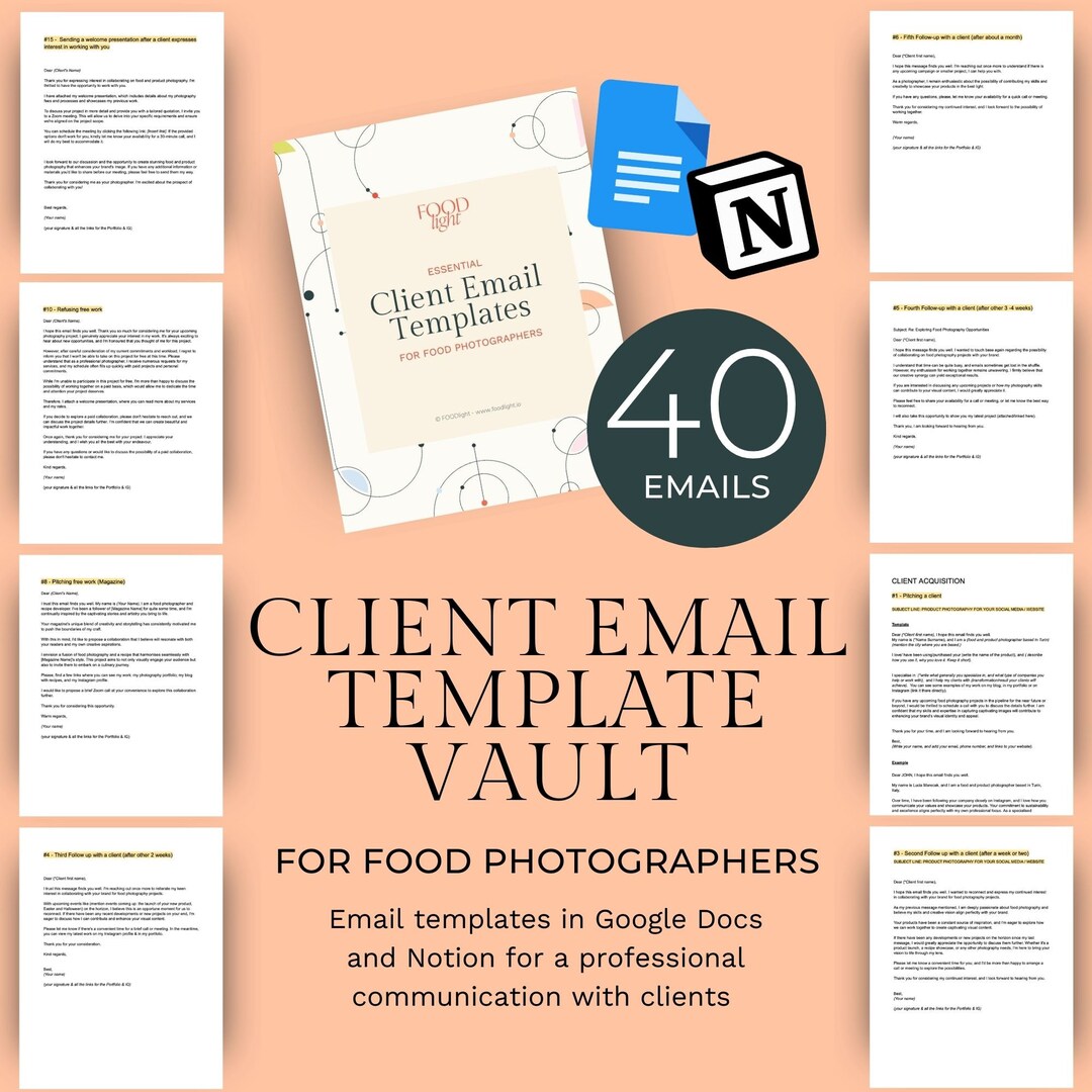 40 Client Email Templates Vault for Food Photographers | Business Email ...