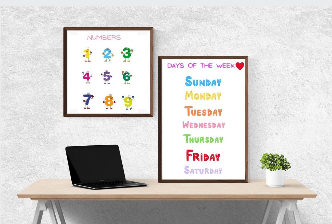 DAYS of the Week // NUMBERS for Kids, Wall Printables, Learning Days of ...
