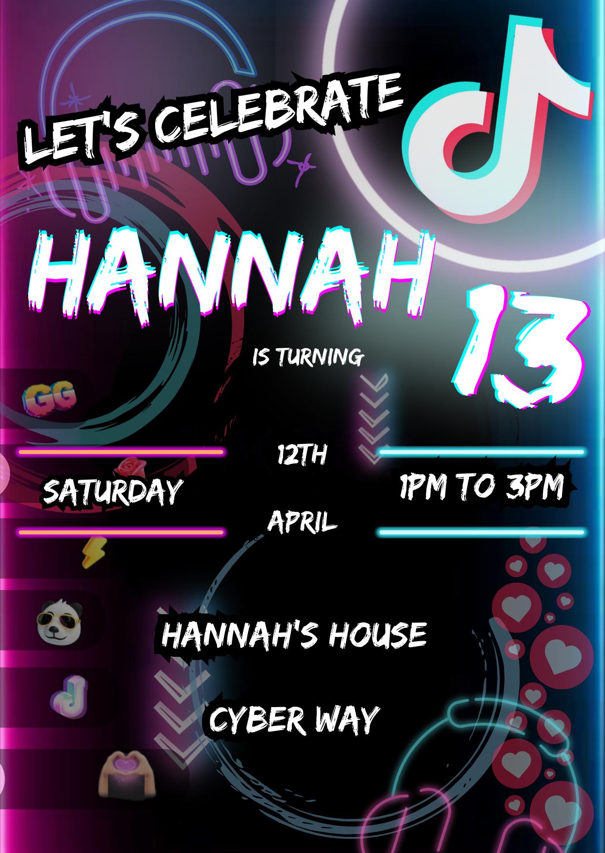 Tiktok Birthday Invitation, Titok Party, Tiktok Birthday, Tiktok ...