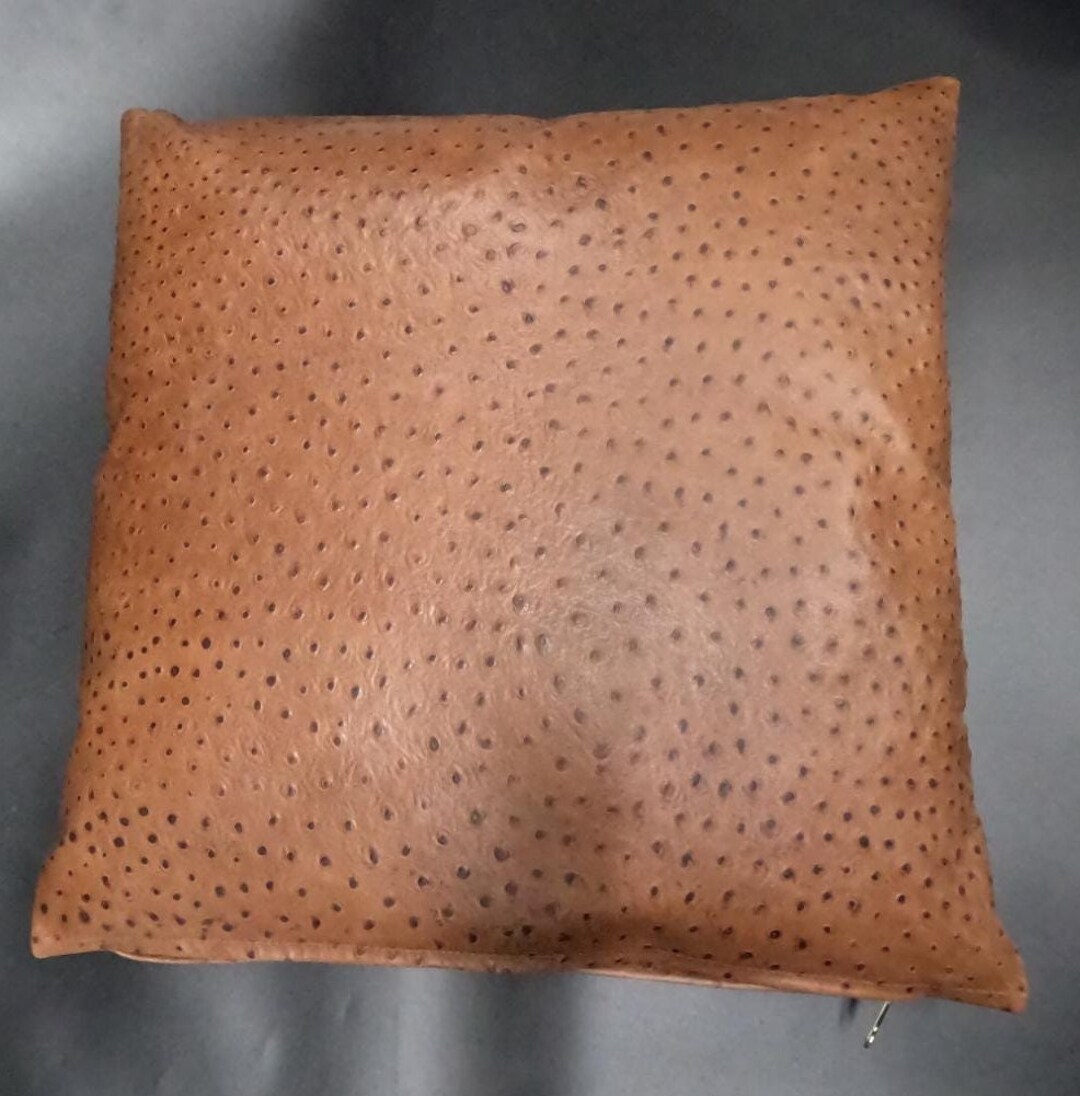 Noorani Lambskin Leather Ostrich PRINT Leather Pillow Cover | BROWN ...