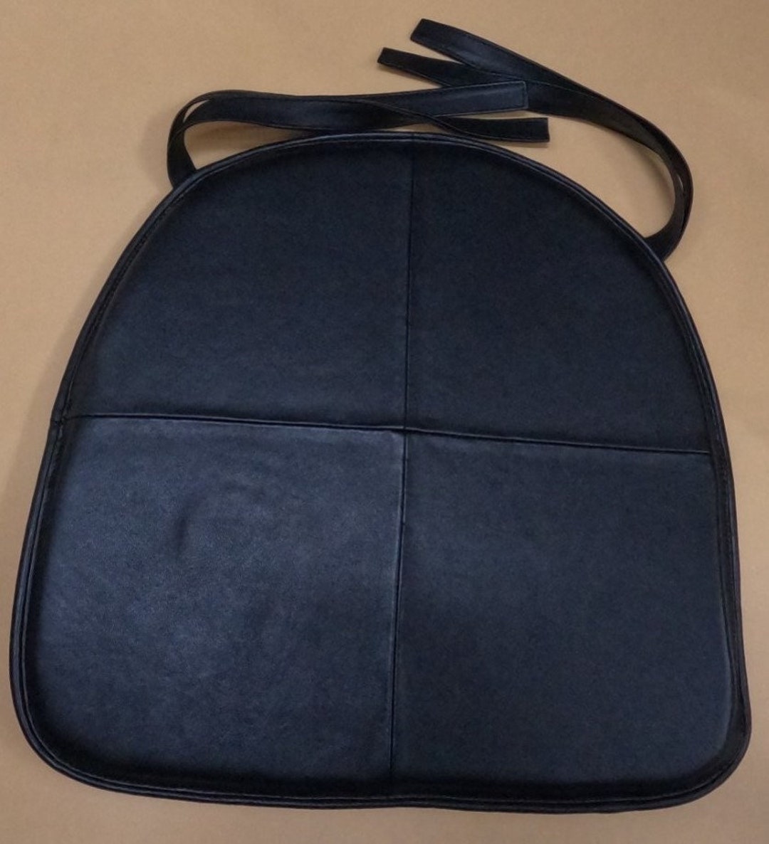 Lambskin Leather BLACK ROUND EDGE Chair Pad Dining Seat Pad for Home ...