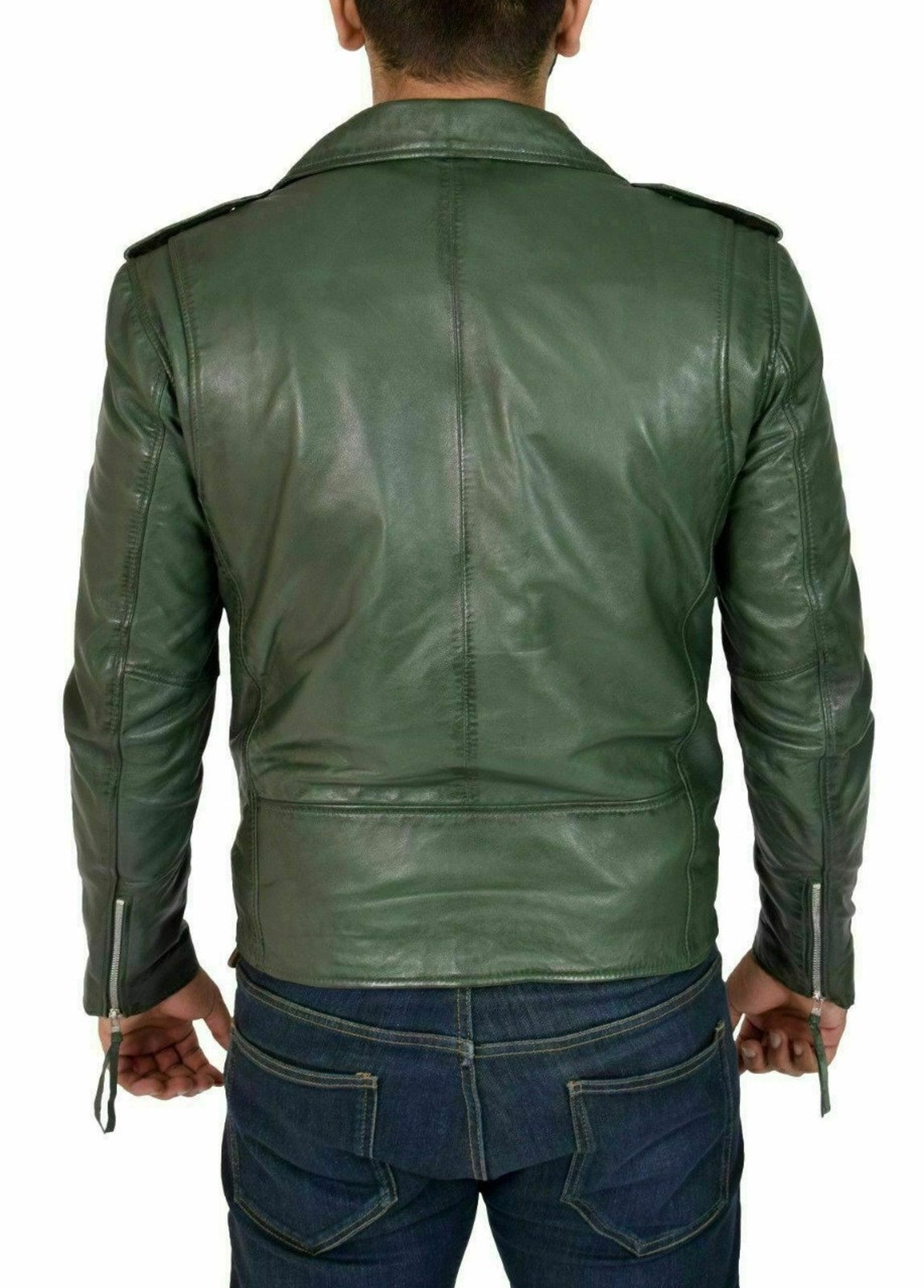 Lambskin Mens Leather Jacket Stylish Biker Slim Fit Olive - Etsy