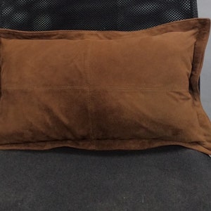 FLANGE BROWN Suede Leather Pillow Cover | RECTANGULAR Soft Suede ...