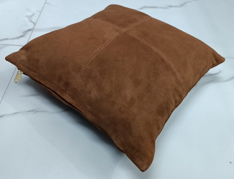 Noorani Lambskin Suede Leather Cushion Cover | Soft Suede PATCHWORK ...