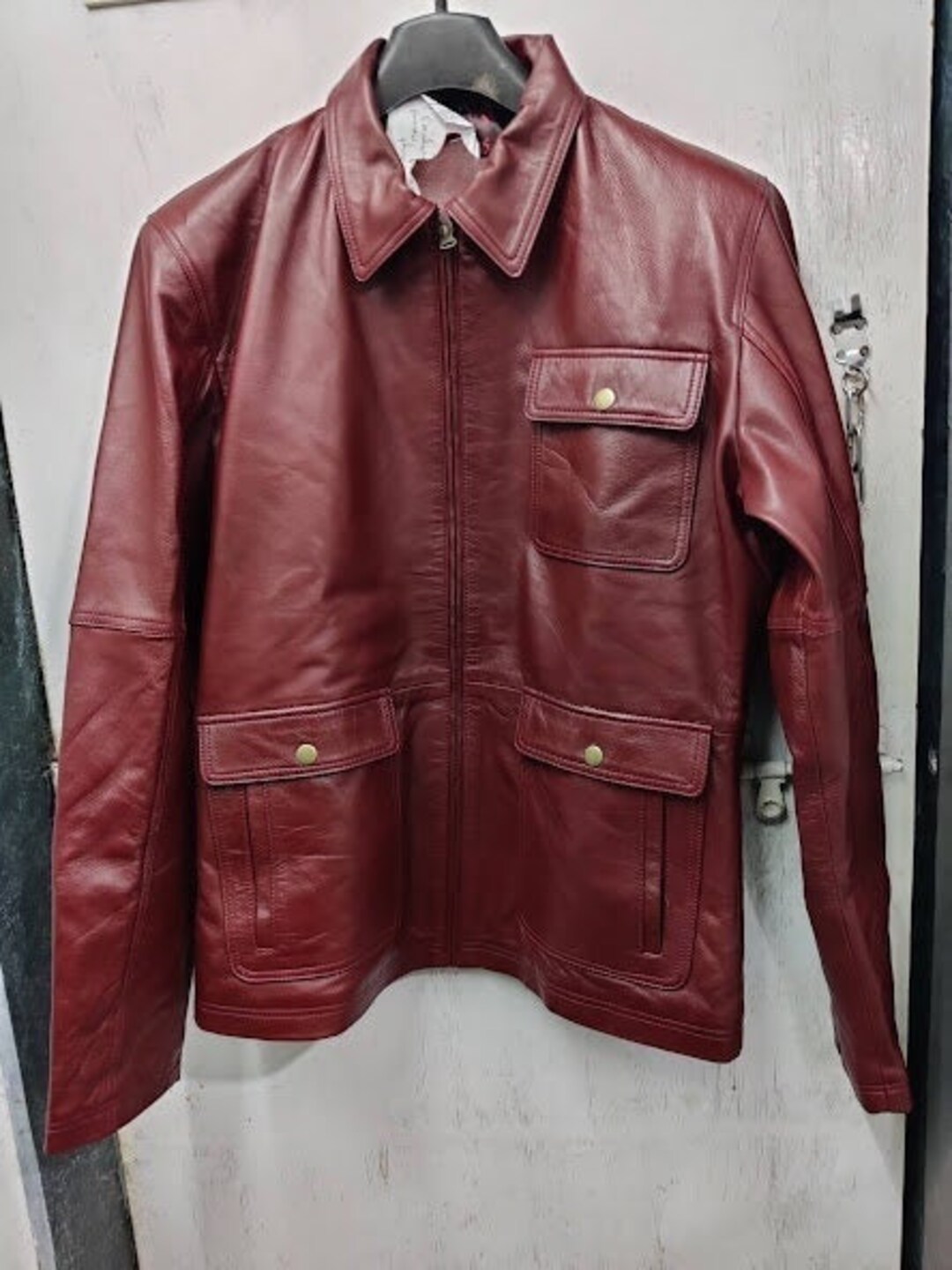 Noorani Mens BLOOD RED Lambskin Leather Jacket | Western Style Leather ...