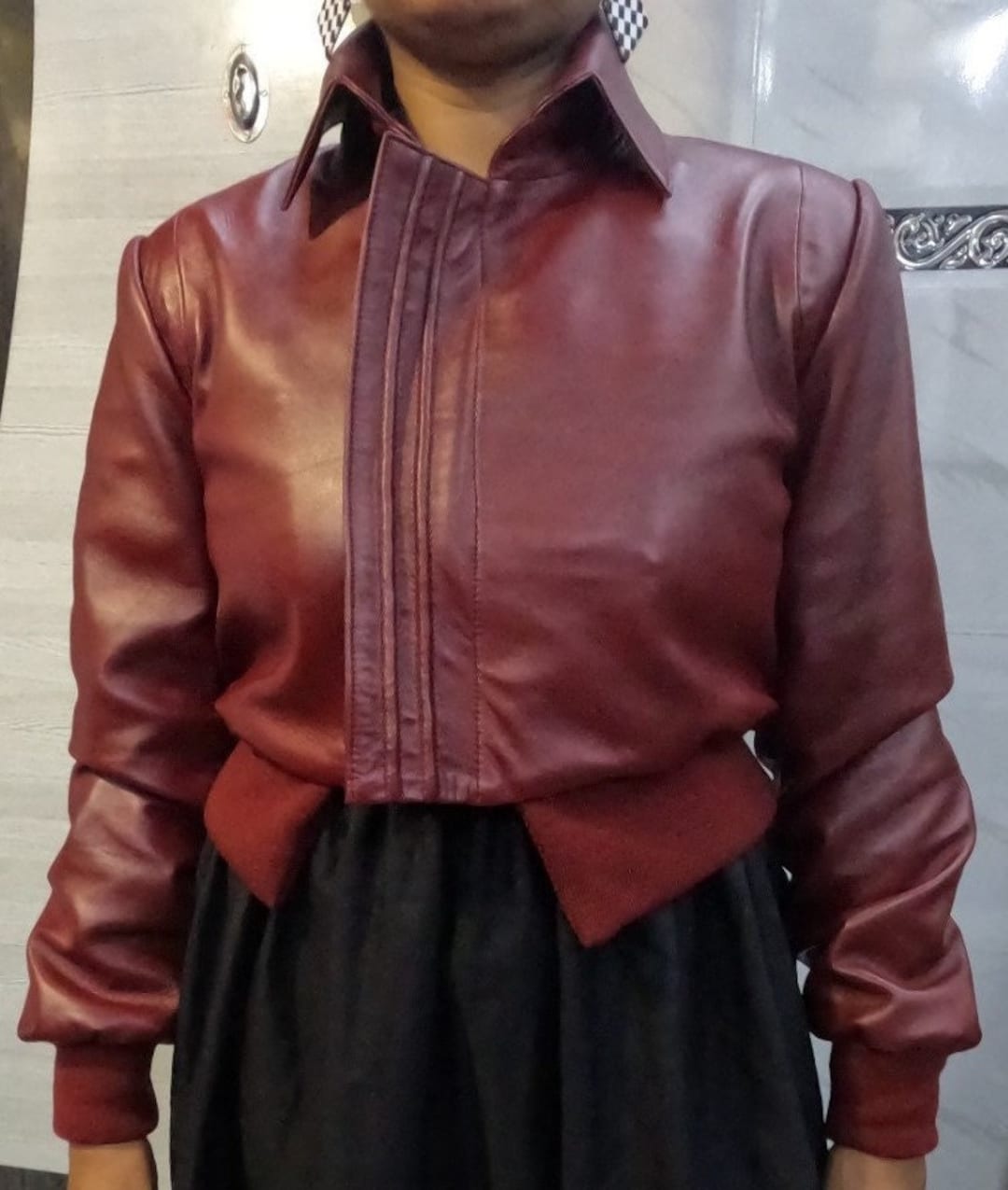 Women's Soft Lambskin Blood RED CROPPED Leather Jacket, Motor Bolero ...