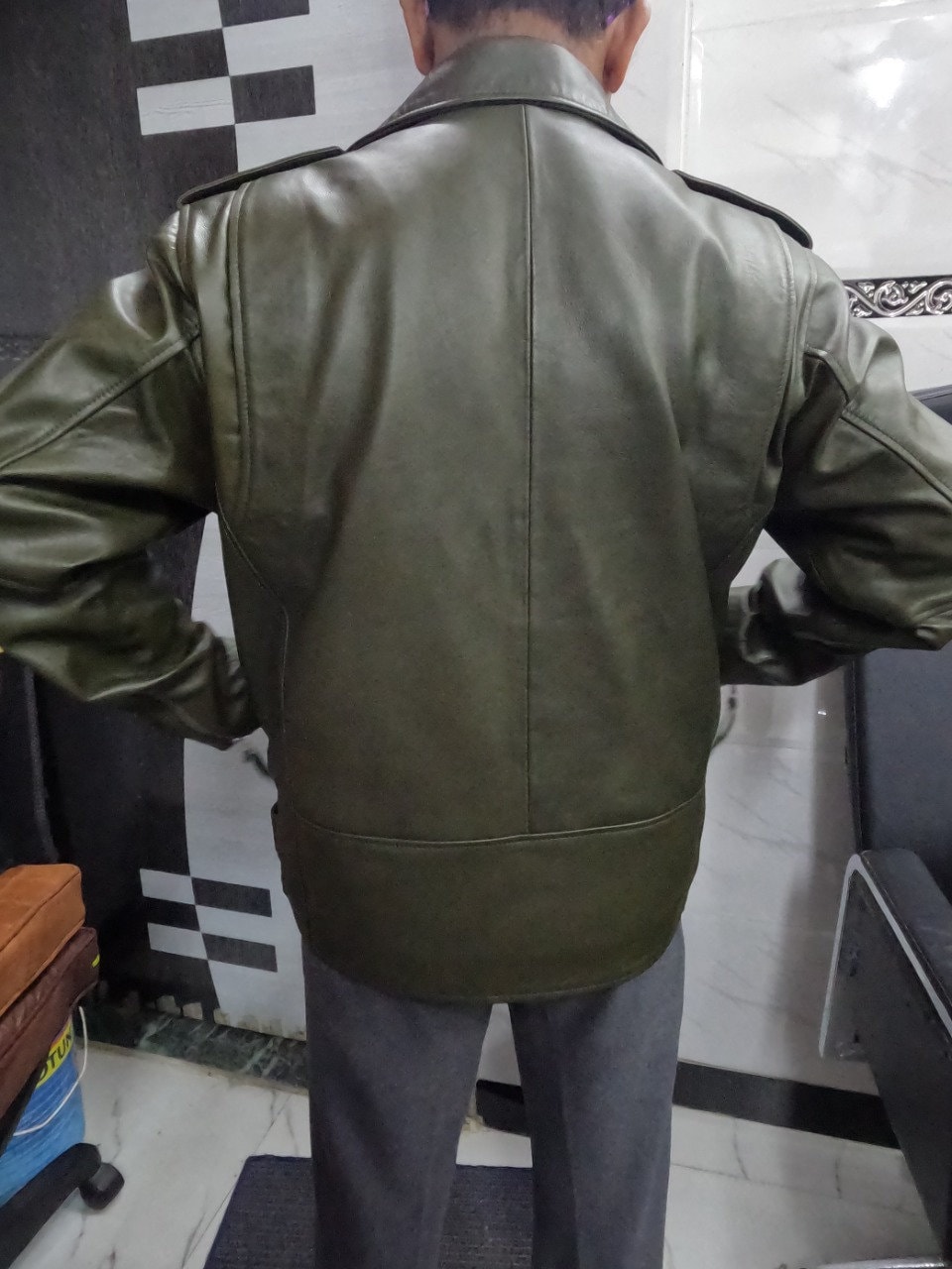 Lambskin Mens Leather Jacket Stylish Biker Slim Fit Olive - Etsy