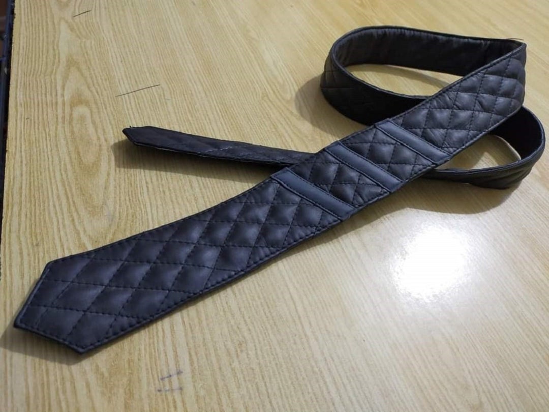 Noorani Mens Skinny Leather NECKTIE | Black Leather Wedding Necktie ...