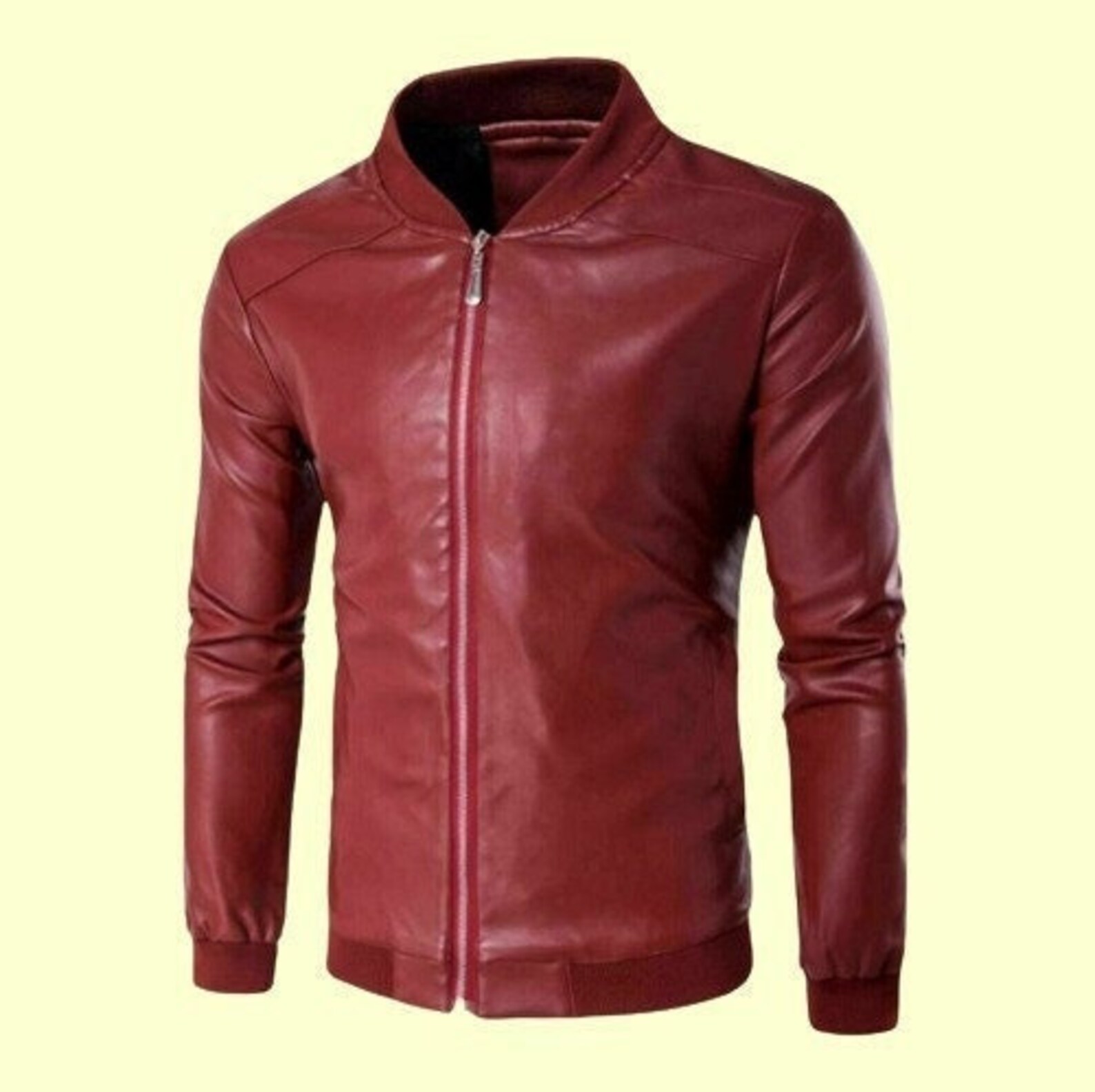 Mens RED LEATHER BOMBER Jacket, Men's Bomber Real Leather Jacket ...
