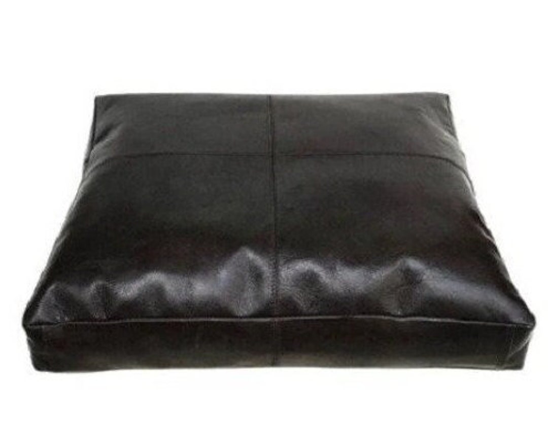 Leather SEAT Cushion Cover BLACK | SQUARE Leather Floor Seat Cover ...