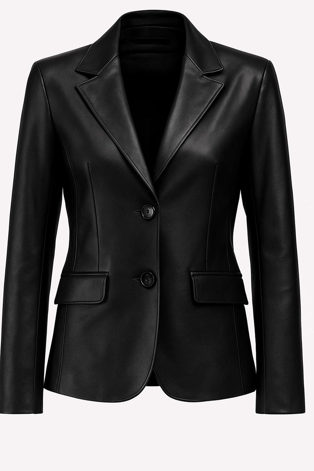 Noorani Womens Lambskin BLACK Leather BLAZER | Stylish Slim Fit FORMAL ...