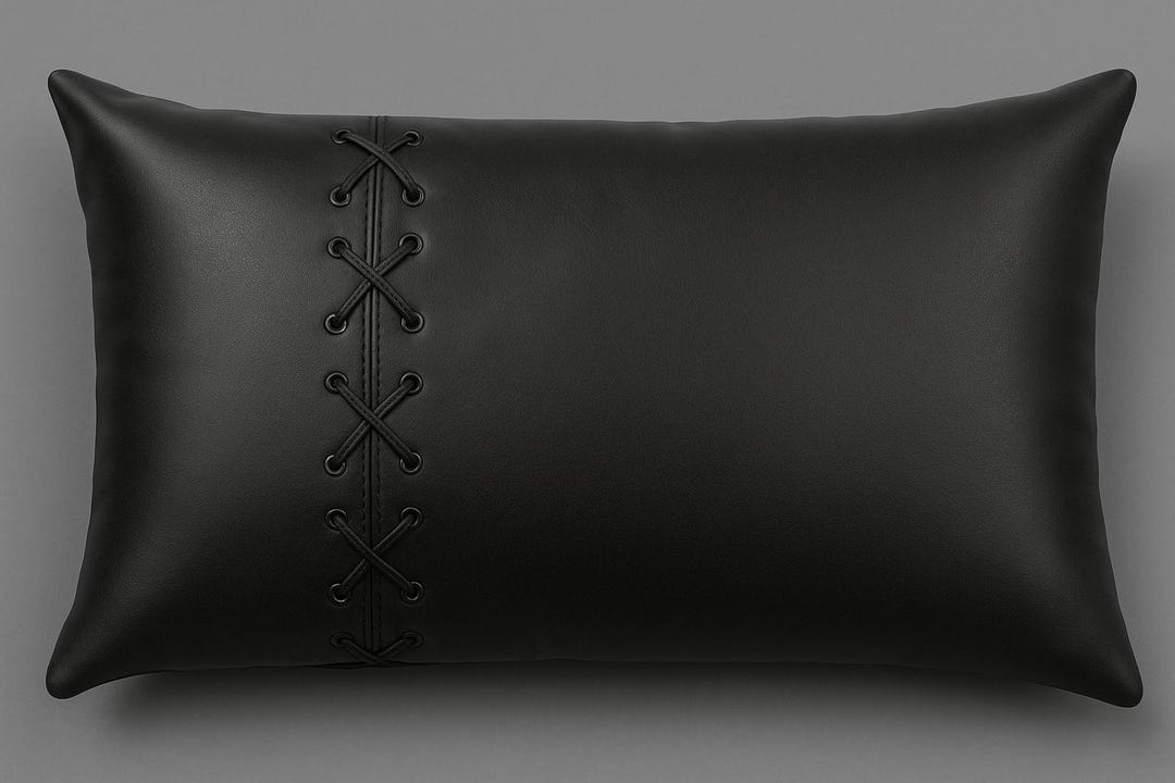 Noorani Lambskin Leather Pillow Cover Black| RECTANGLE Cushion Cover ...