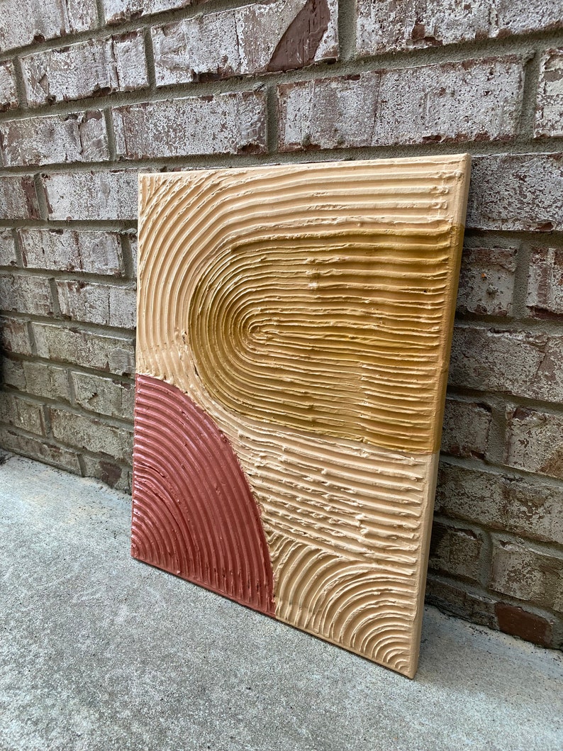 Tri-colored Textured Wall Art, Arch Abstract Plaster Painting ...