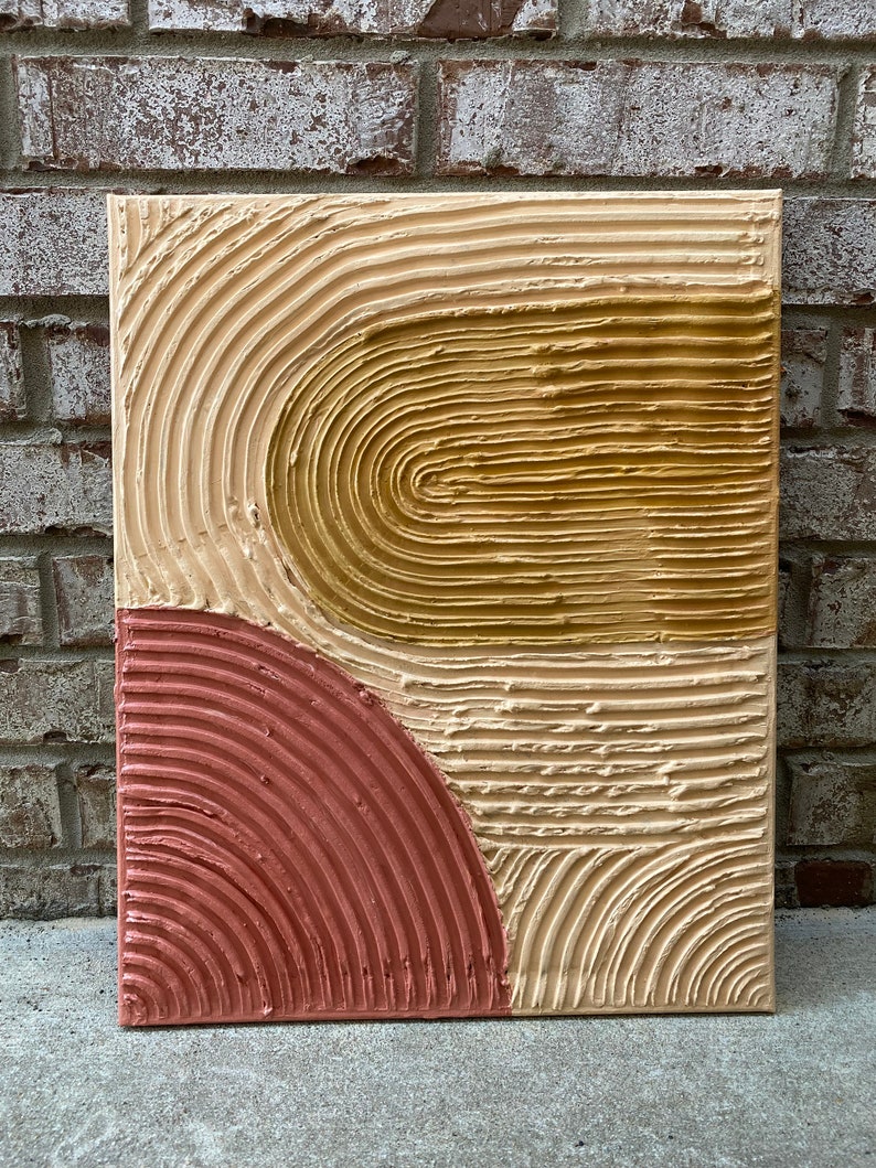 Tri-colored Textured Wall Art, Arch Abstract Plaster Painting ...