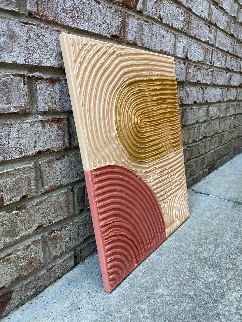 Tri-colored Textured Wall Art Arch Abstract Plaster Painting - Etsy