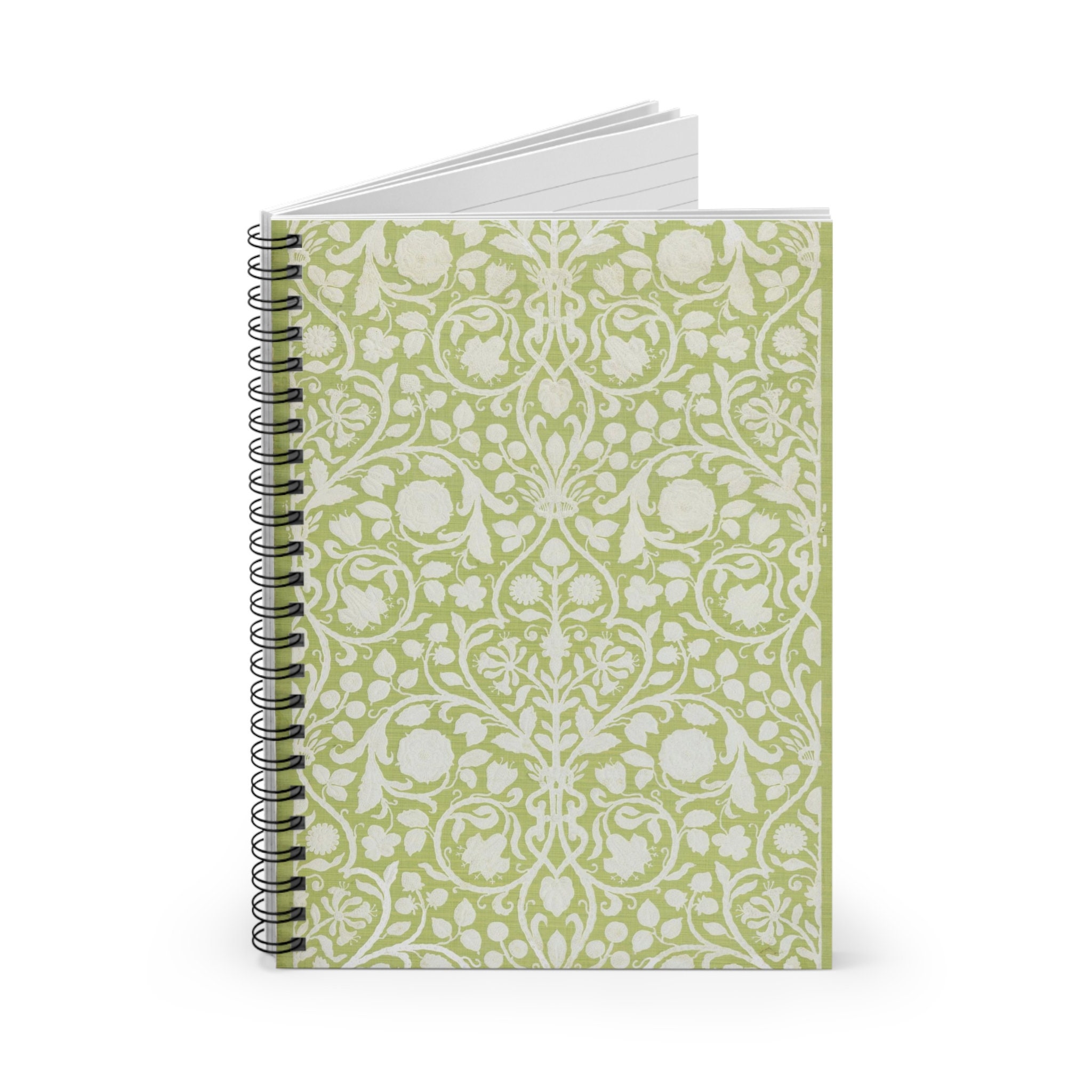Sage Green and White Pattern Spiral Notebook, Beautiful Vintage Art on ...
