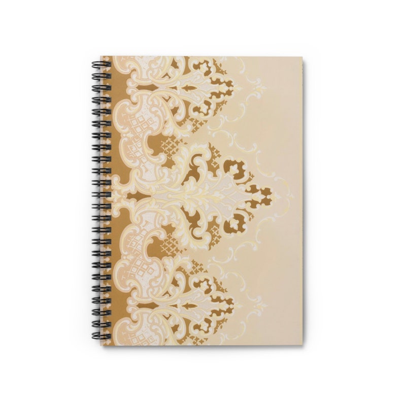 Vintage Cream and Gold Spiral Notebook Beautiful Antique Art Office ...