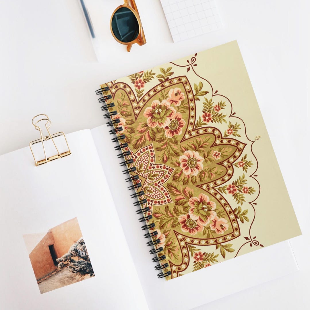 Sunshine Flower Earthy Boho Pattern Spiral Notebook, Beautiful Vintage ...