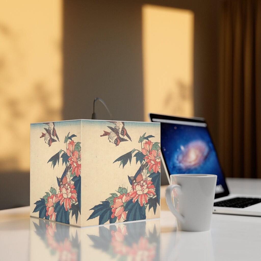 Vintage Japanese Swallows and Roses Zen Light Cube Lamp - Etsy
