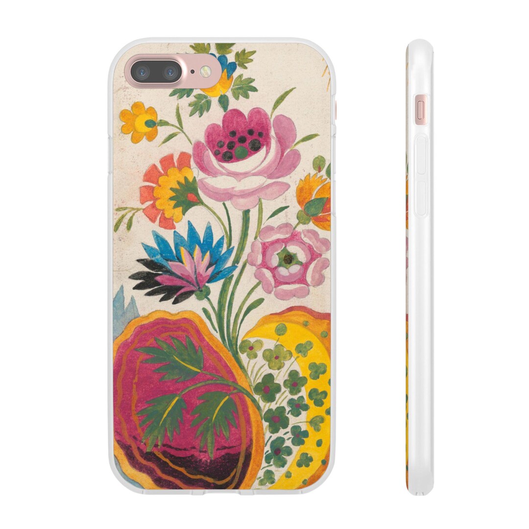 Bright Folk Art Floral Soft Flexible Phone Case | Colorful Vintage ...