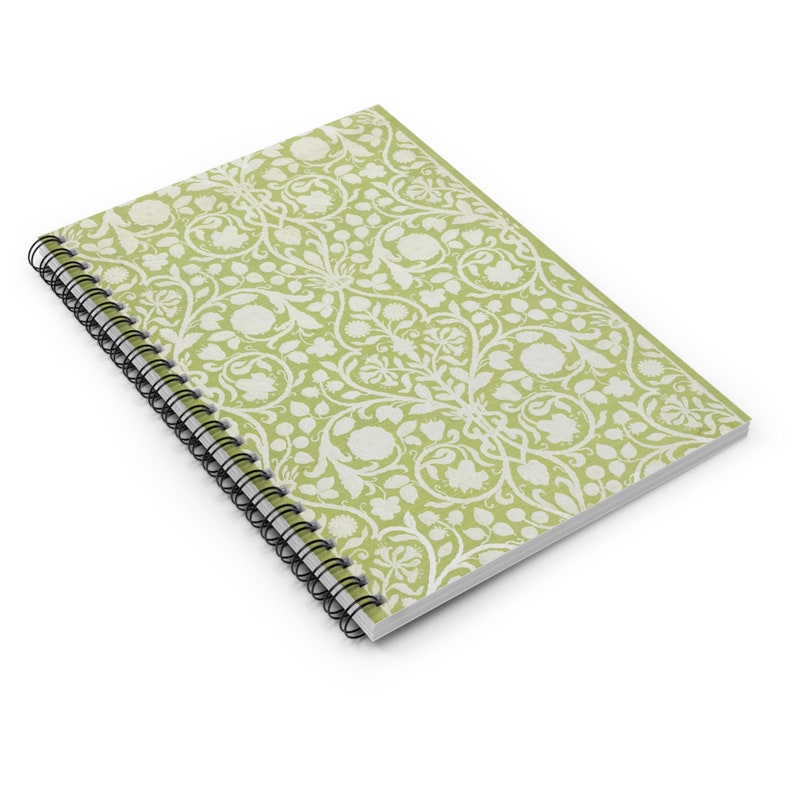 Sage Green and White Pattern Spiral Notebook, Beautiful Vintage Art on ...