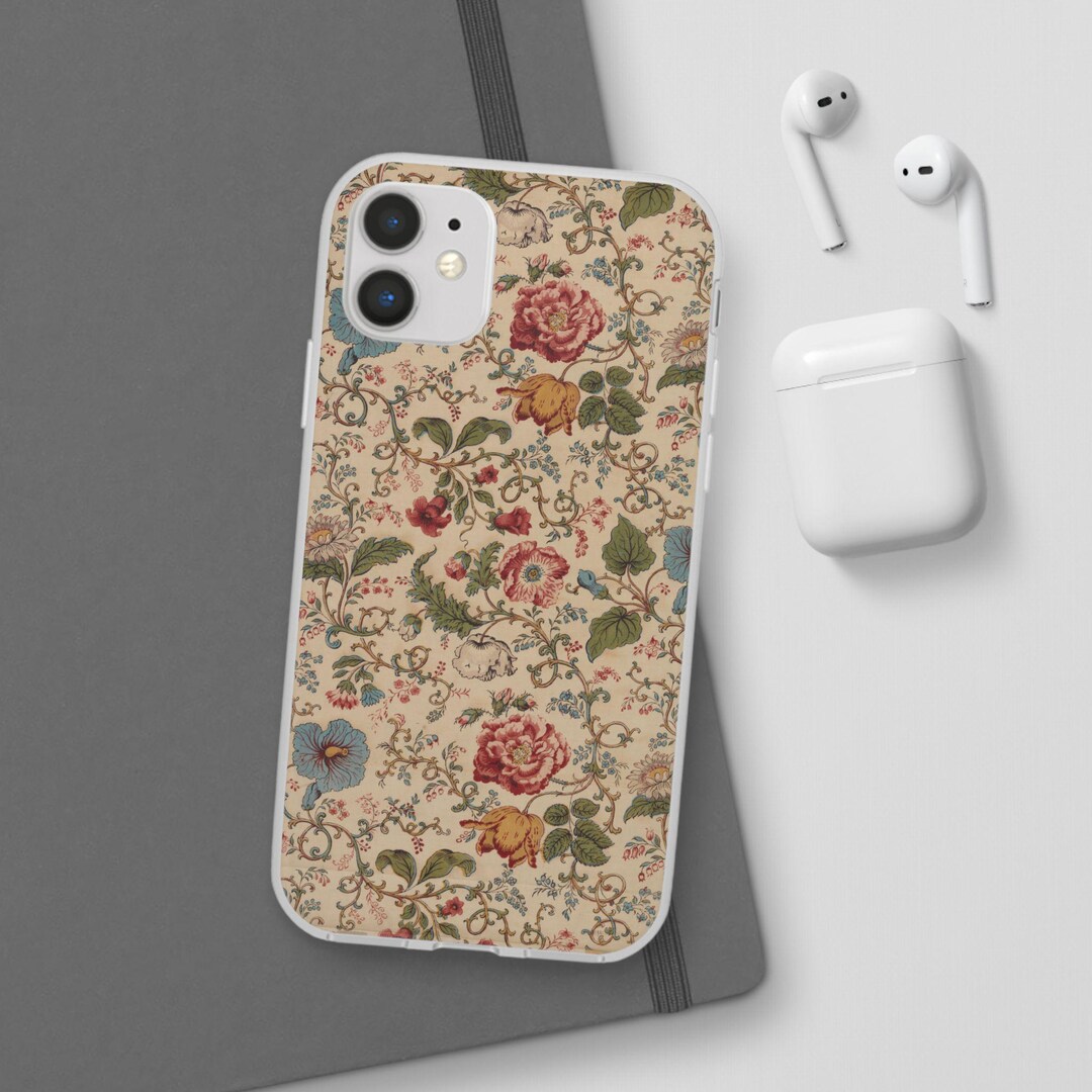 Sweet Garden Floral on Soft Flexible Phone Case | Tan Vintage Garden W ...
