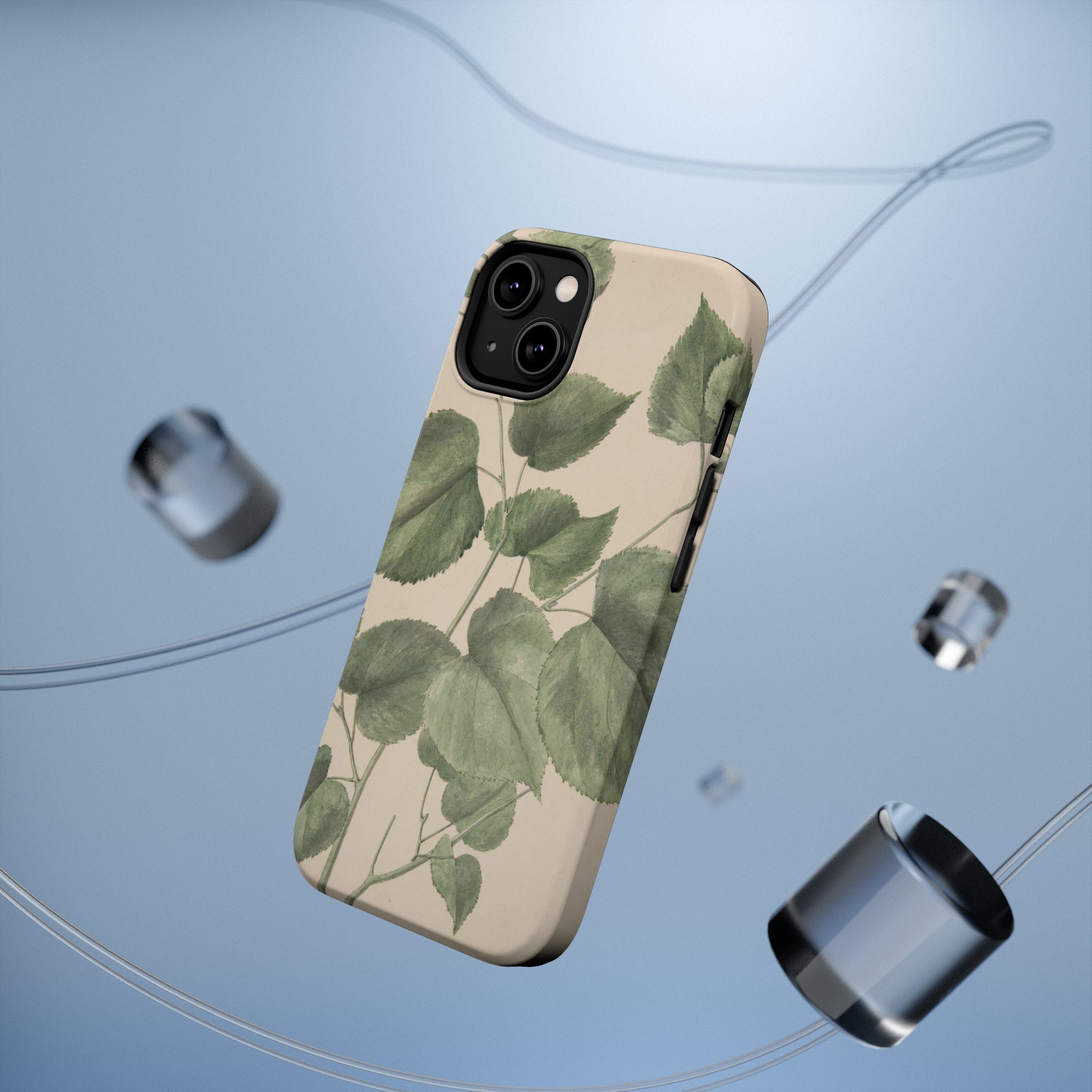 Botanical Green Leaf Drawing on Magsafe Tough iPhone Case for Iphones ...
