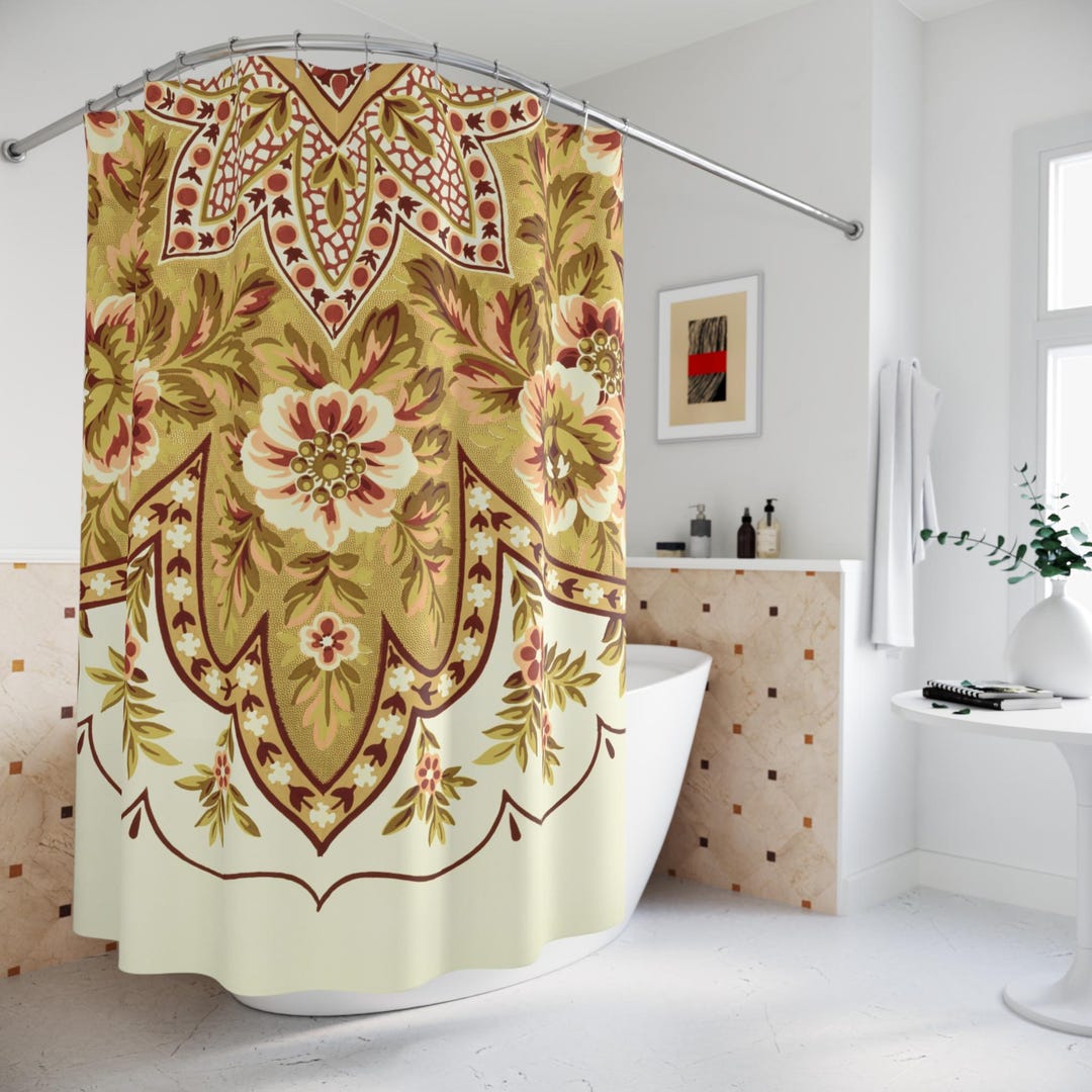 Earthy Sunshine Boho Floral Pattern | Quick Drying Shower Curtains for ...