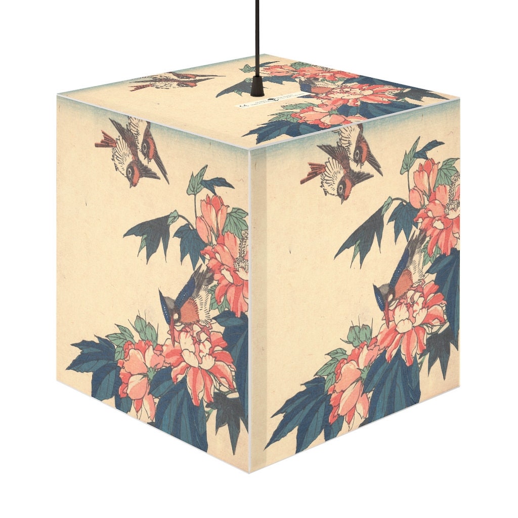 Vintage Japanese Swallows and Roses Zen Light Cube Lamp - Etsy