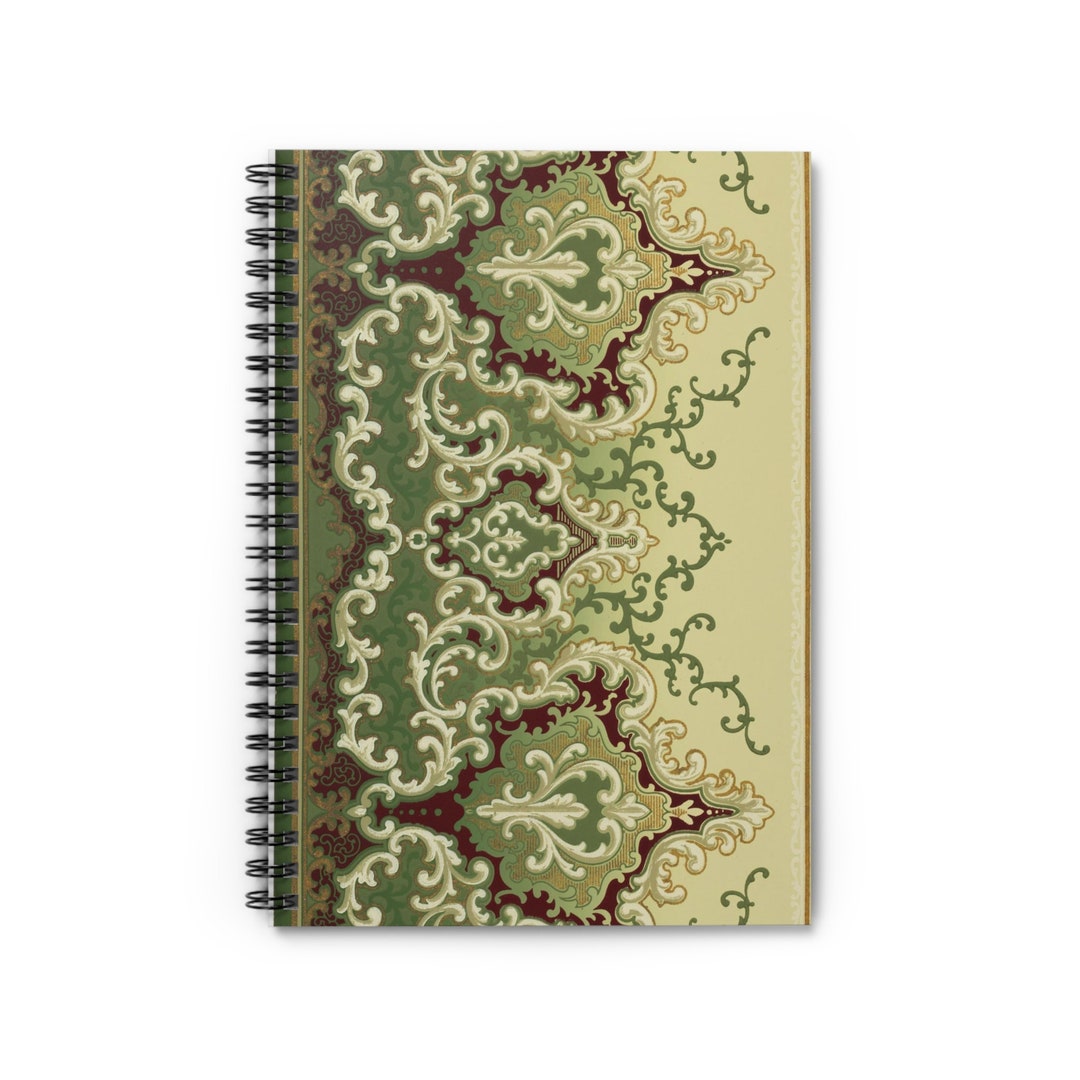 Antique Green Art on Spiral Notebook Beautiful Modern Vintage Office ...