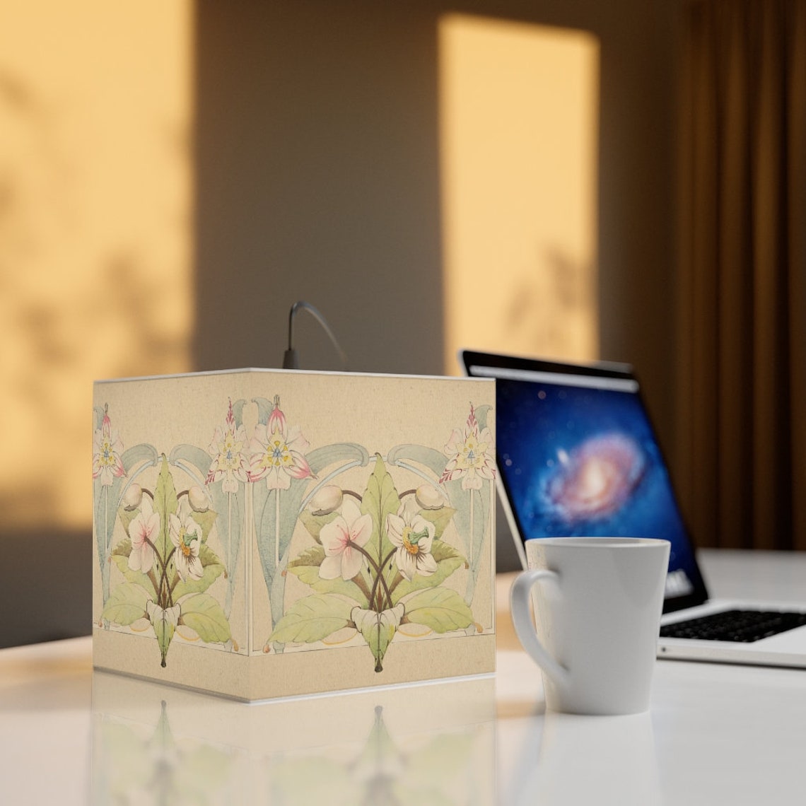 Flowing Romantic Flowers, Airy Garden, Pastel Home Decor, Light Cube ...