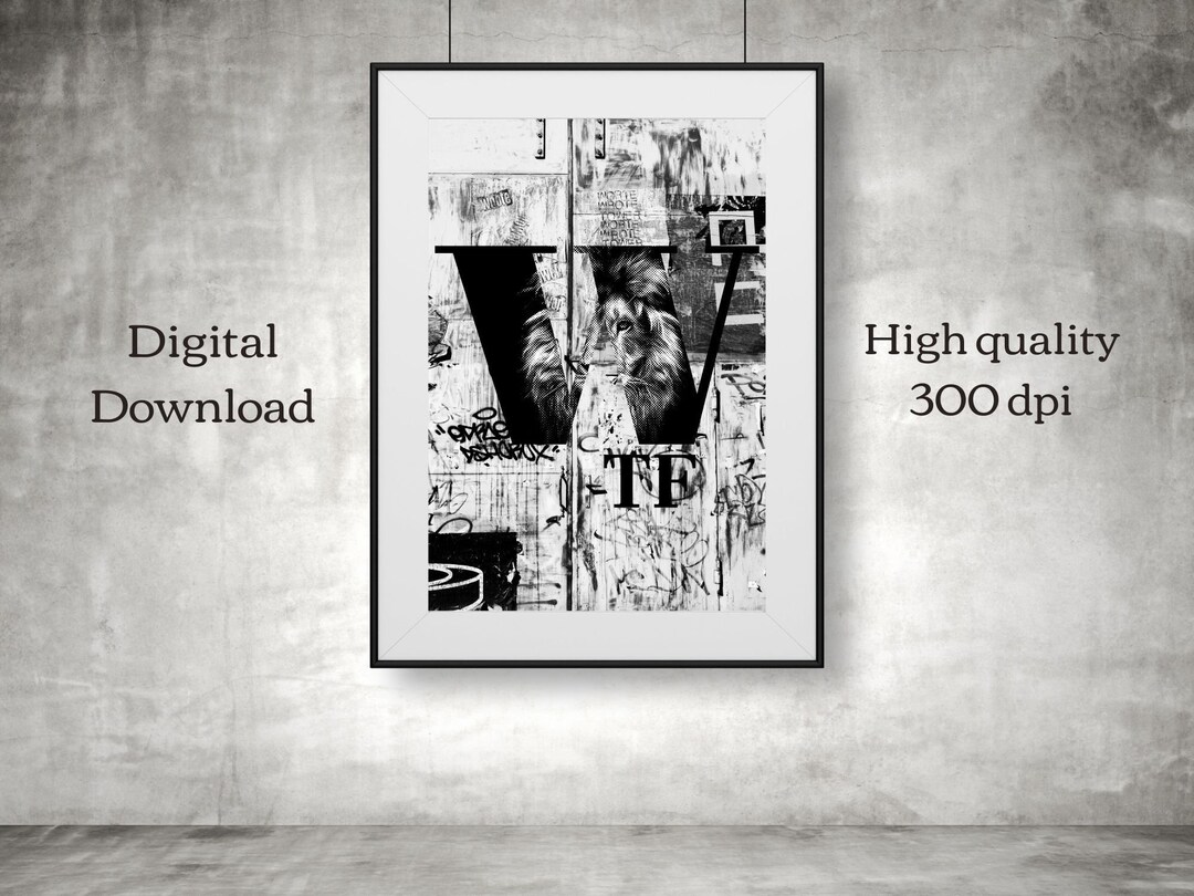 WTF Printable Wall Art - Modern Grunge Graffiti Poster - Digital ...