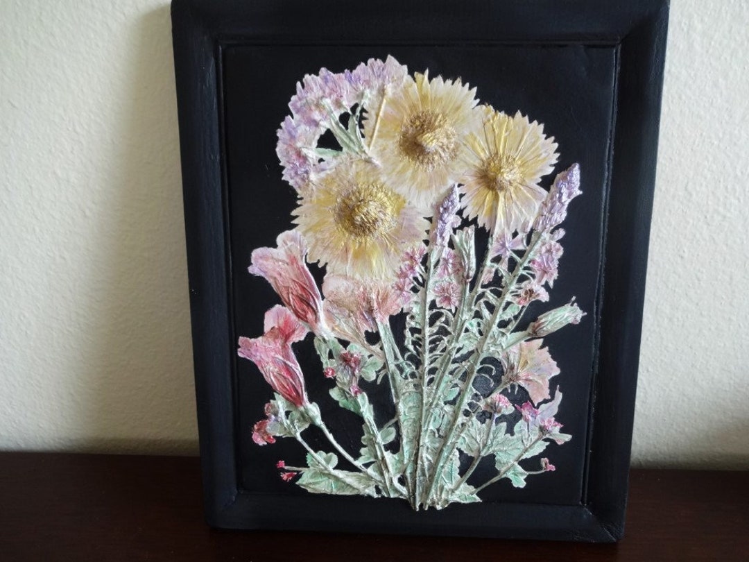 Botanical Wall Art, Floral Bouquet Framed, Botanical Textured Art ...