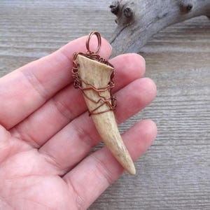 Real Deer Antler Pendant Necklace, Deer Antler Wire Wrapped Pendant ...